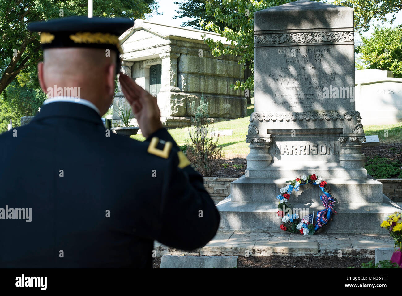 After placing of the wreath Brig. Gen. Barker renders a salute as the ...