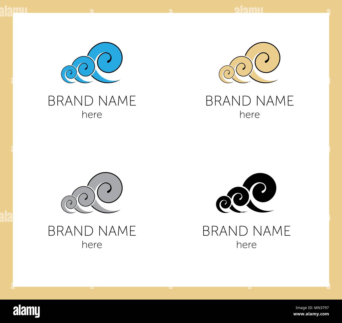 Set of multi-colored waves. Ancient wave picture Stock Vector Image ...