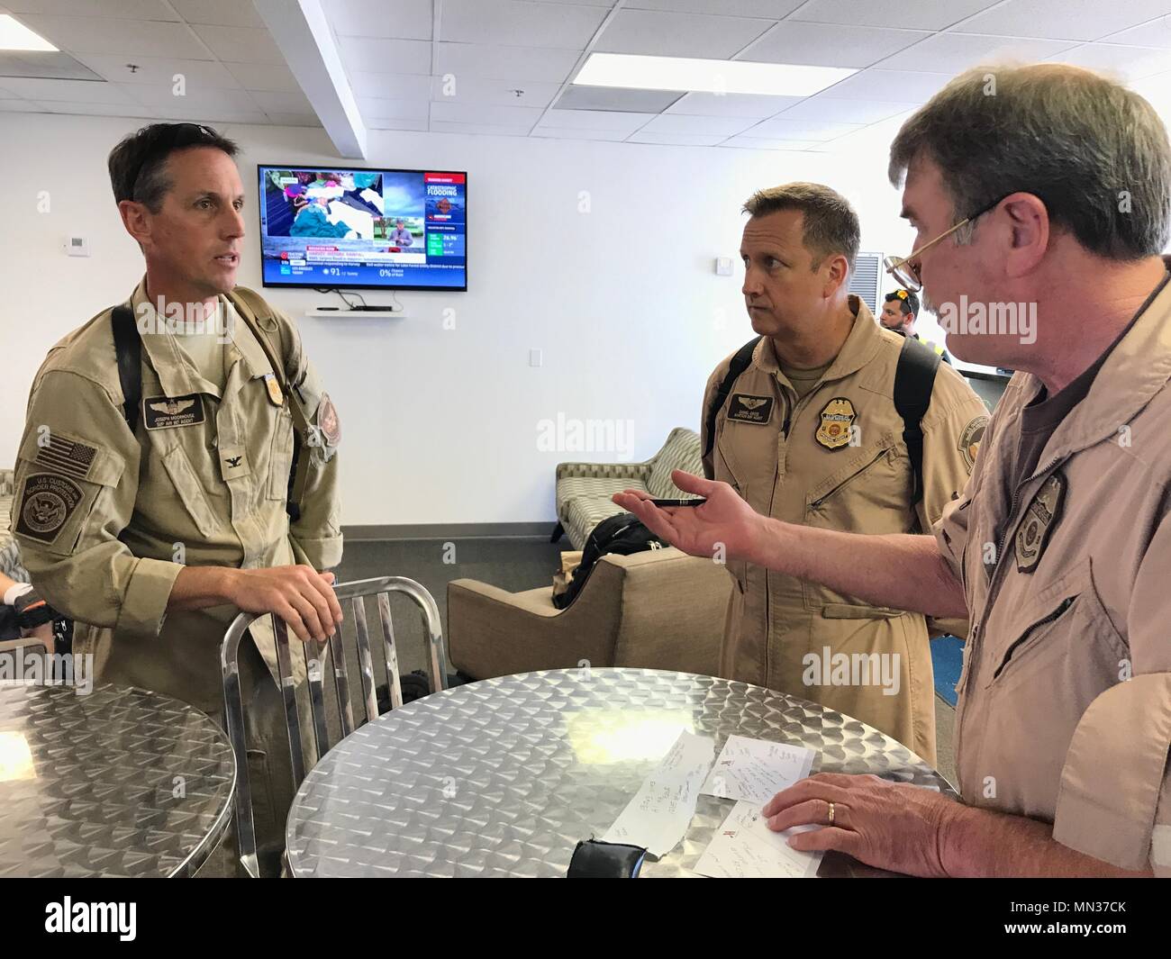 A CBP Air and Marine Operations aircrew recieves an operations pre ...