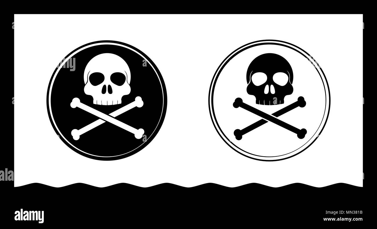 Pirate mark - skull and bones in black and white are isolated Stock ...