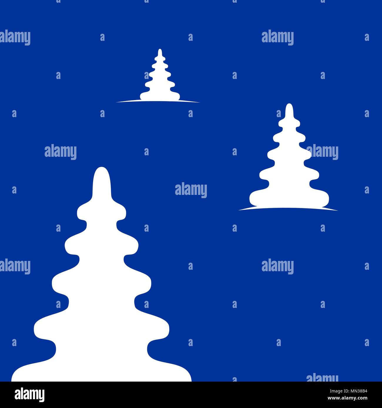 Pictogram of white Christmas tree on blue background.Vector ...
