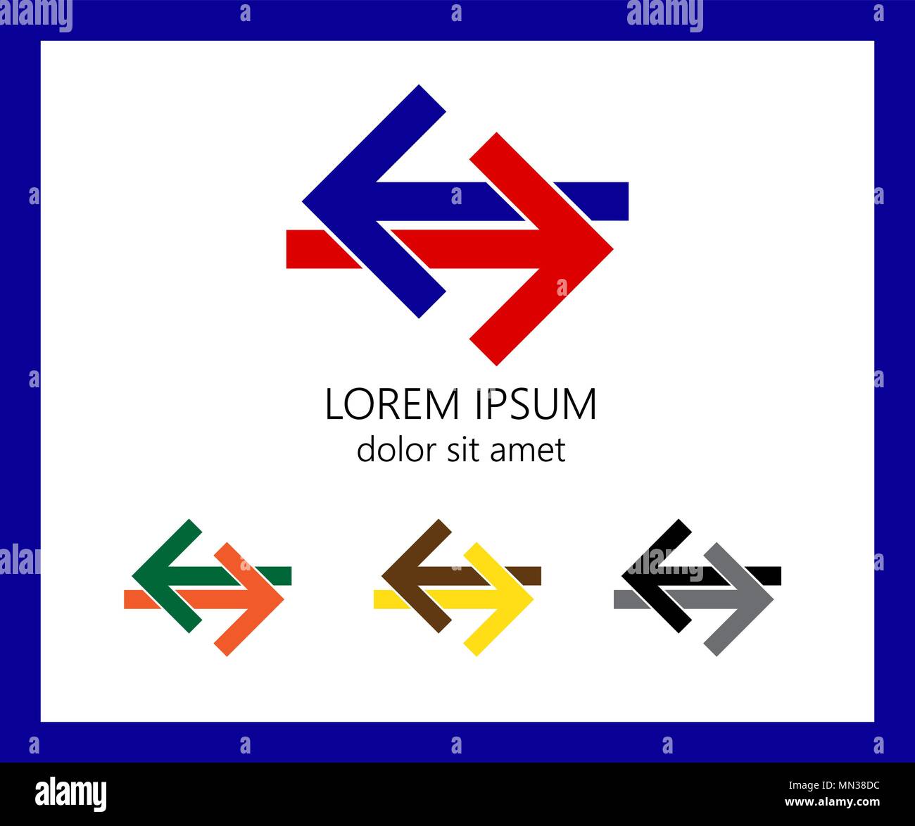 Arrows in different directions. Set in different colors on white ...