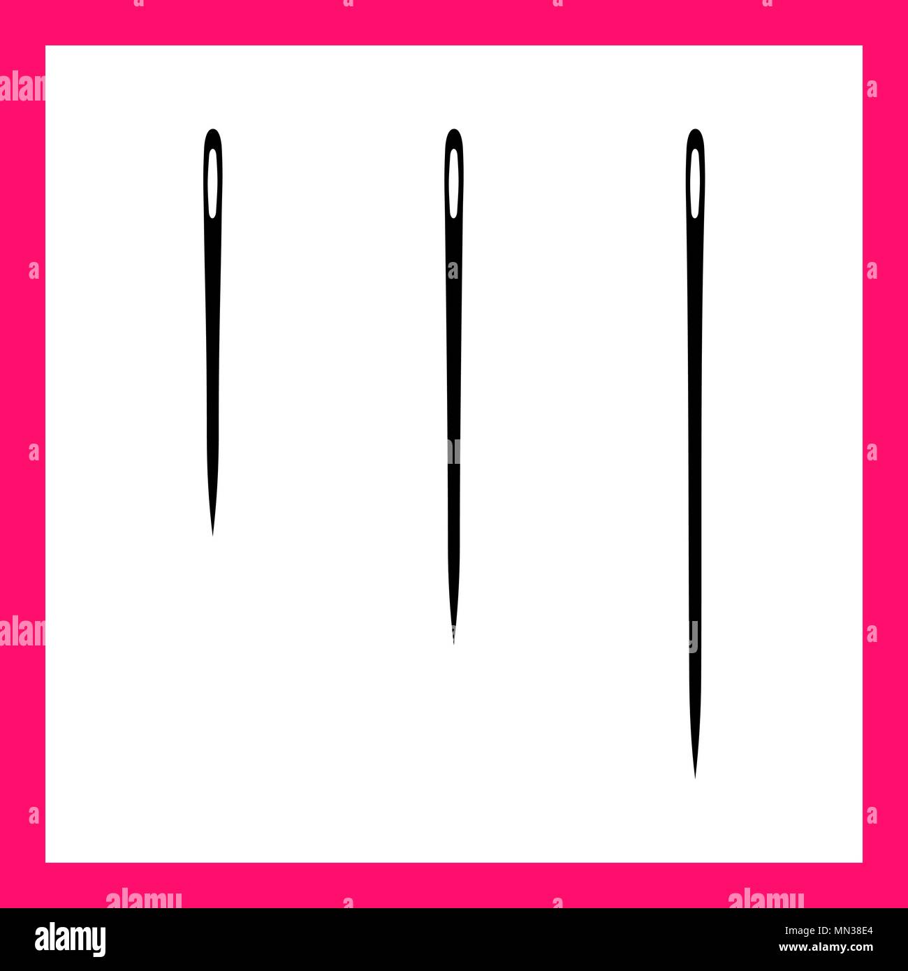 Three Needles of different length for sewing on white background Stock ...