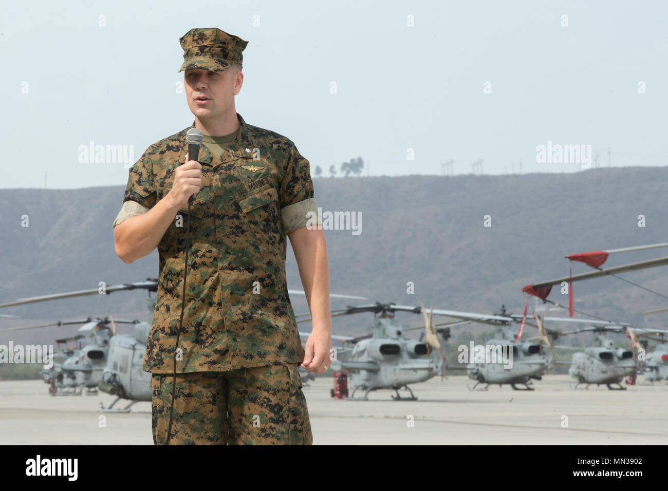 Lt. Col. Ryan A. Cherry addresses guests during his Change of Command ...