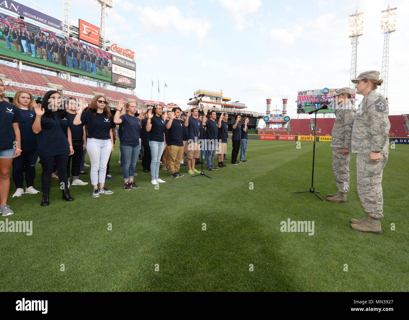 Colonel Bradley McDonald, 88th Air Base Wing Commander, administers the ...