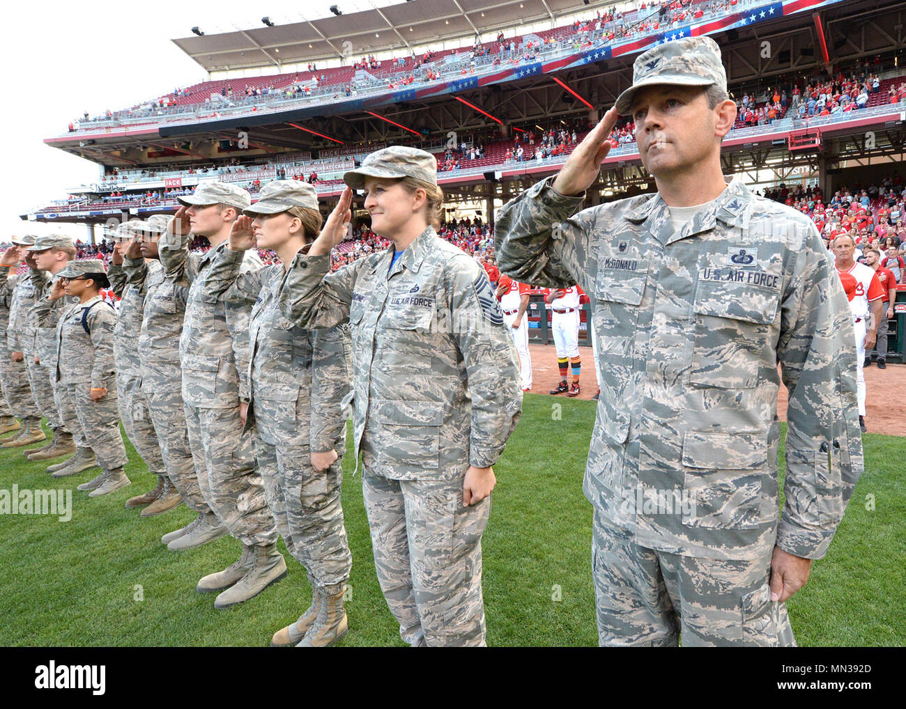 From the right, Colonel Bradley McDonald, 88th Air Base Wing Commander ...