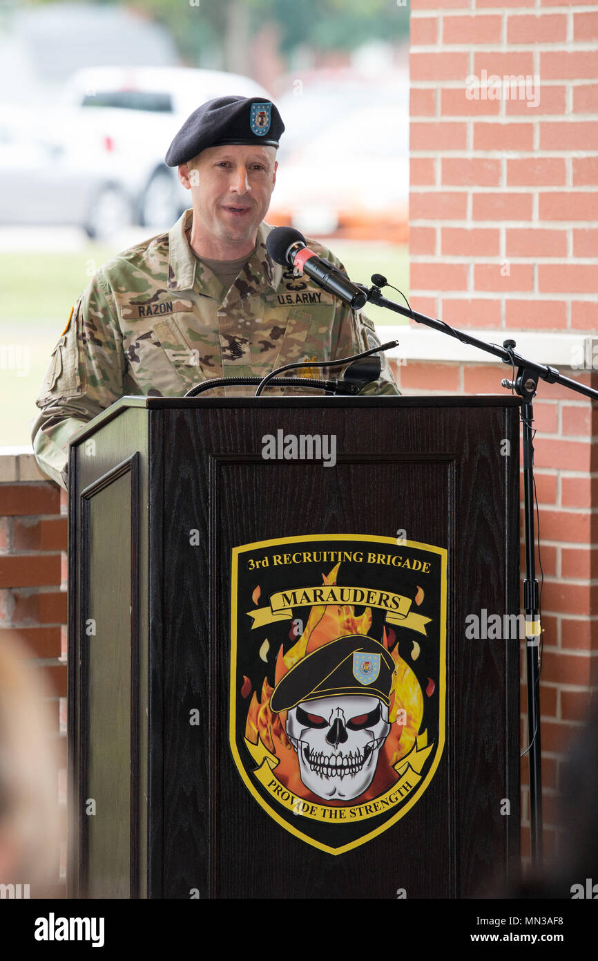 Incoming brigade CSM Kevin Razon addresses the audience during the 3rd ...