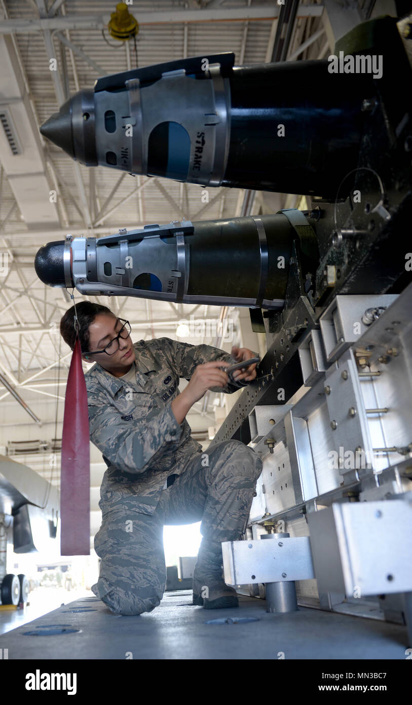 U.S. Air Force Senior Airman Kiana Leigh, 7th Maintenance Group squadron load crew member ...