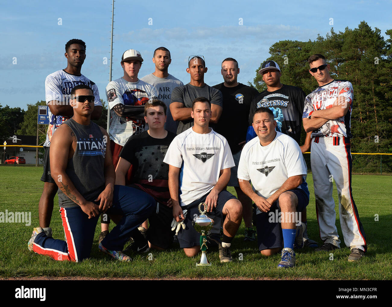 Members of the 86th Maintenance Squadron softball team pose for a photo ...