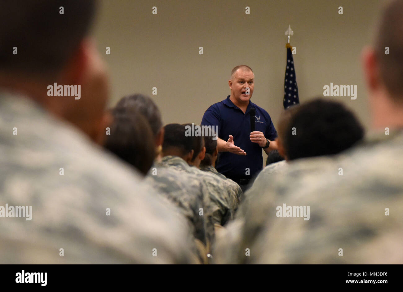 Retired Chief Master Sgt. of the Air Force #16 James Roy speaks to ...