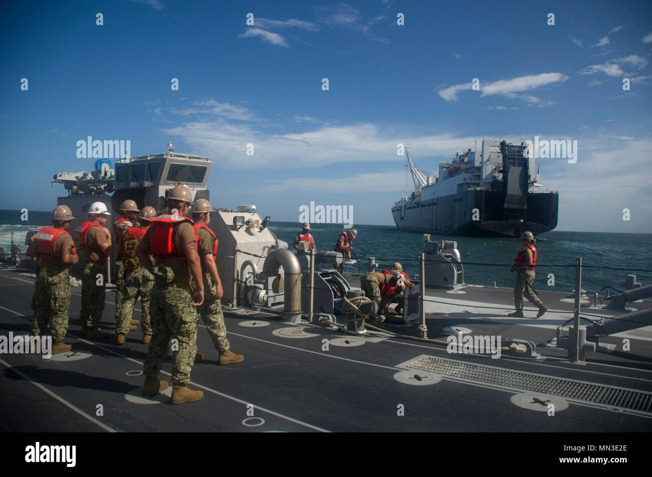 170807-N-VO150-254 (Aug. 7, 2017) Sailors assigned to Amphibious ...