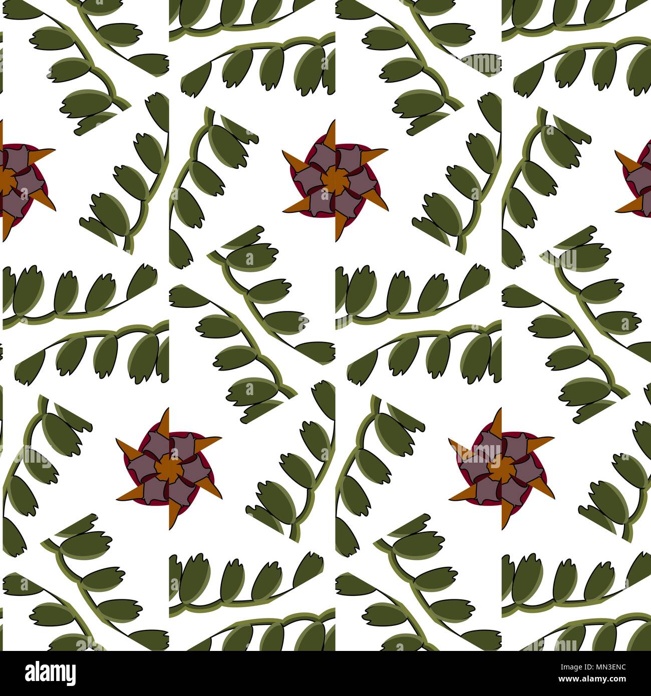 Village floral folk pattern of interwoven flowers and leaves. Vintage ...