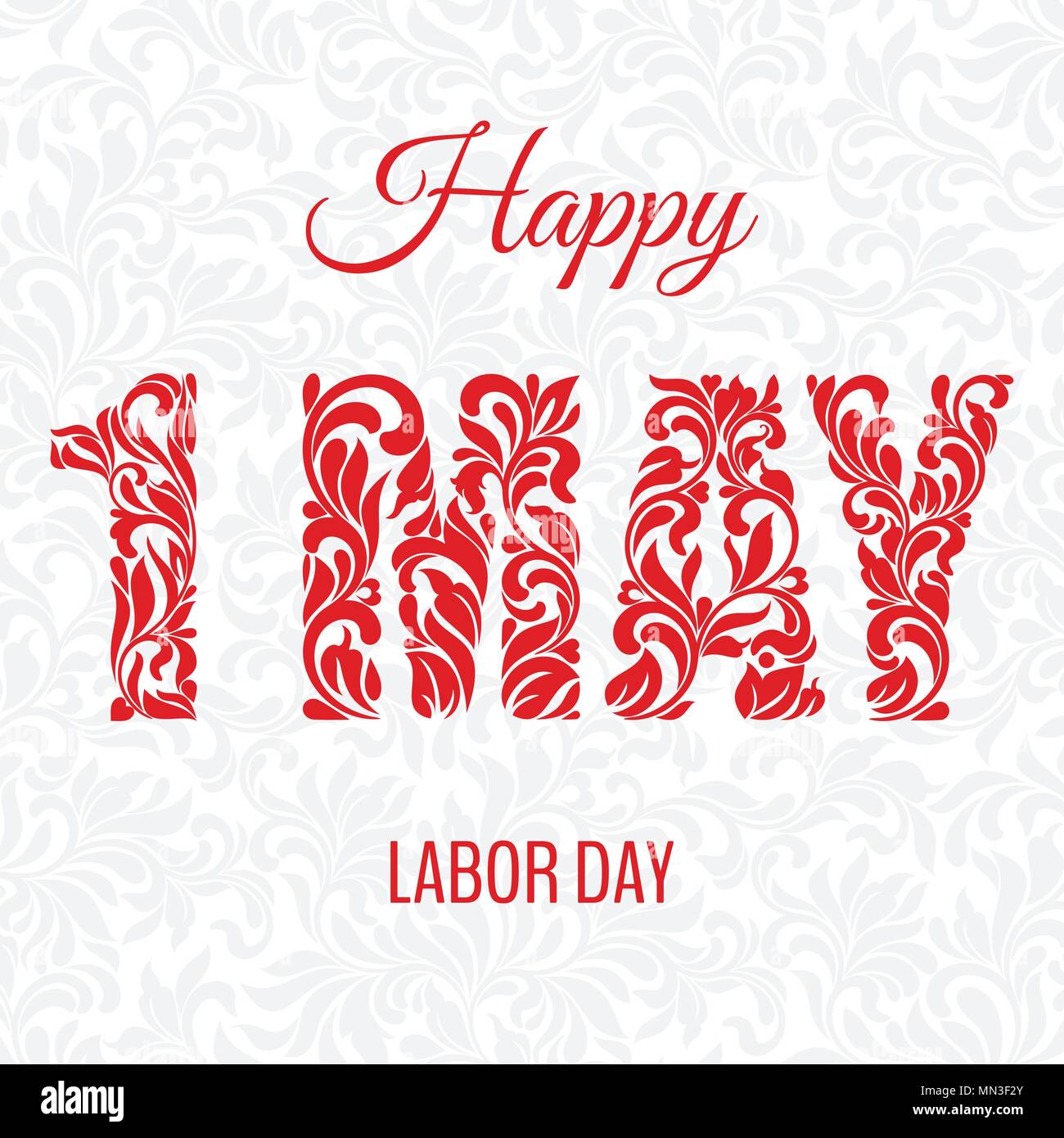 Happe 1 may labor day. Decorative Font made in swirls and floral ...