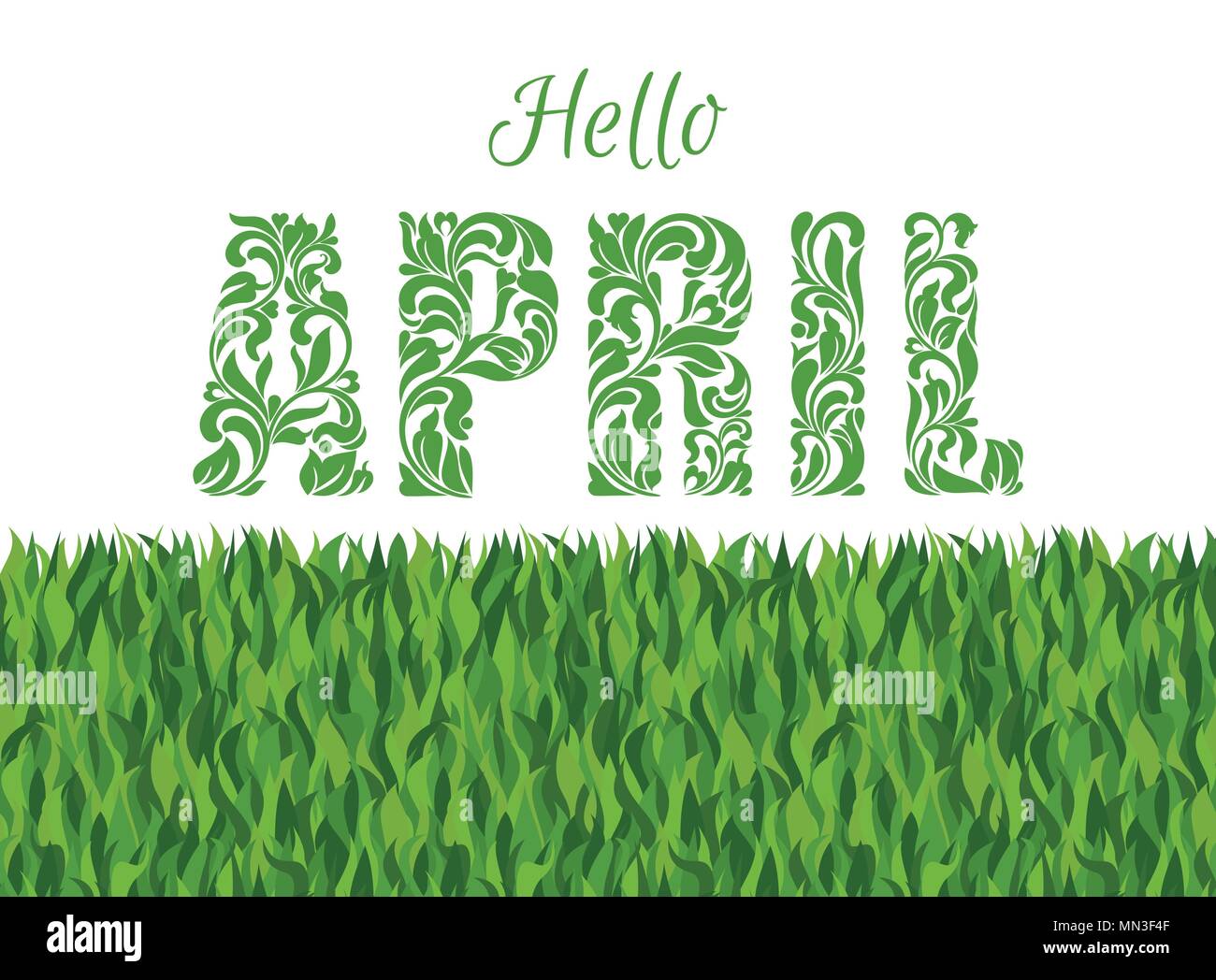 Hello APRIL. Decorative Font made in swirls and floral elements ...