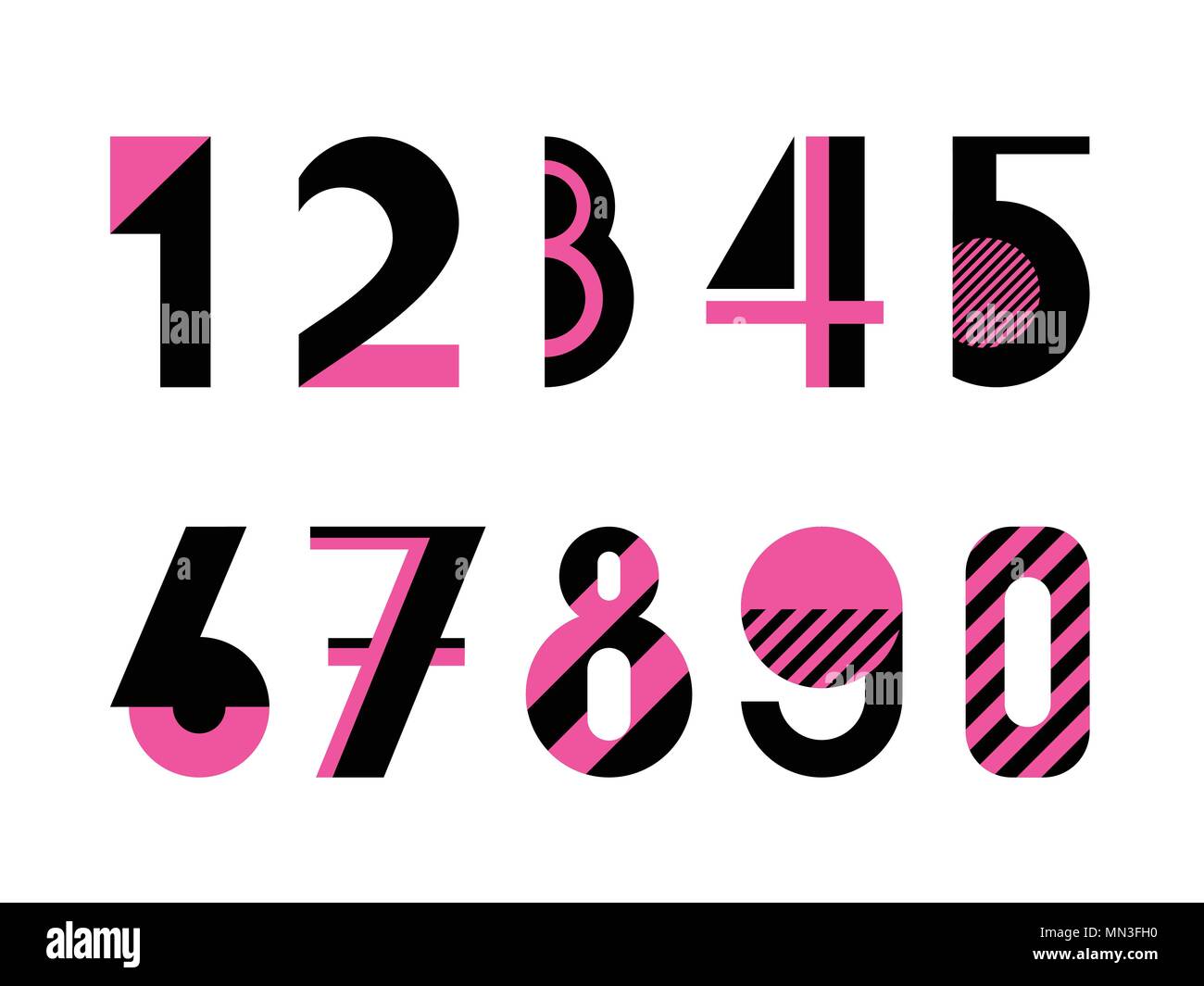 Set of digits. Trendy geometric font. Abstract alphabet in memphis ...
