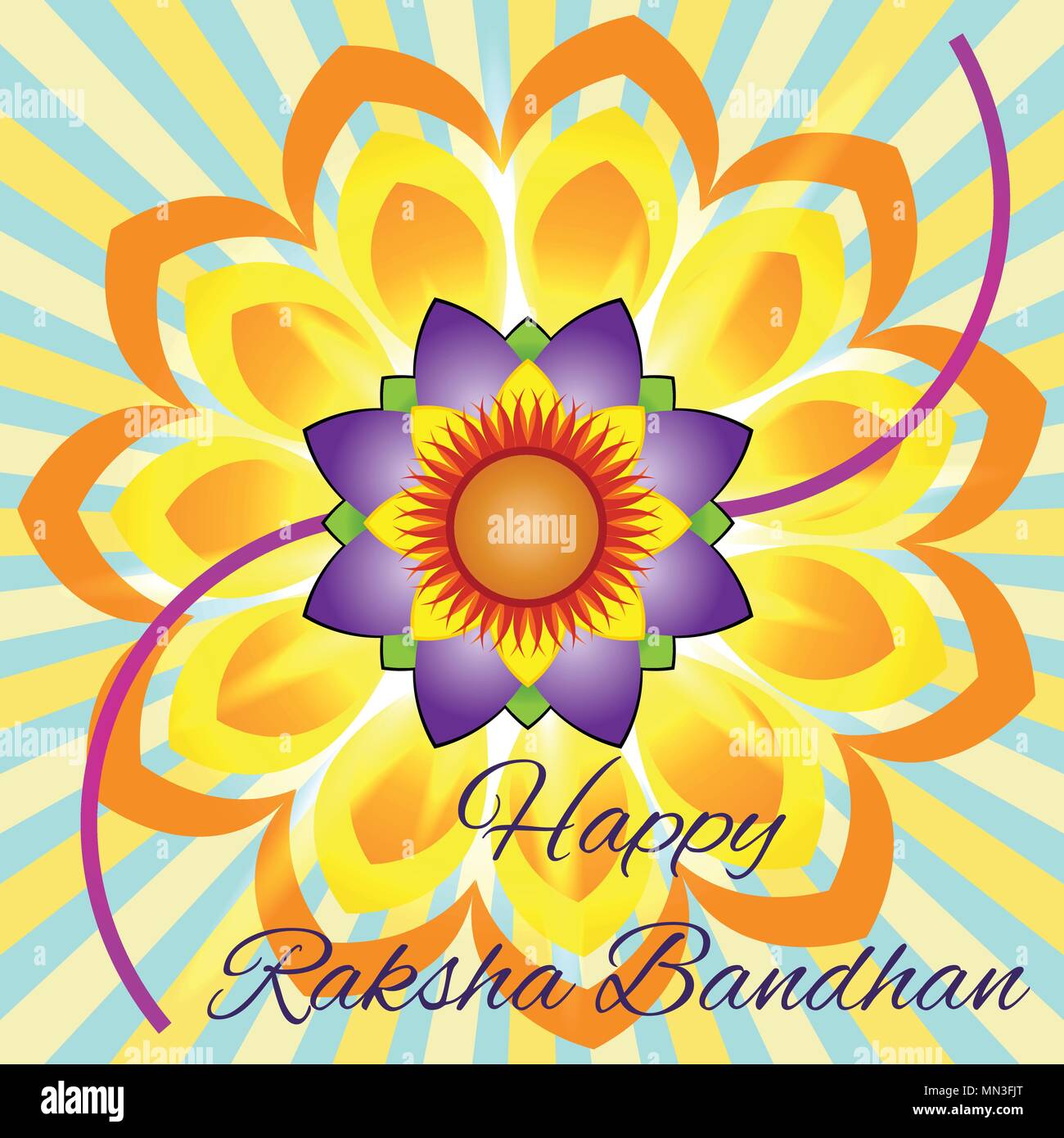 Happy Raksha Bandhan. Elegant greeting card with beautiful rakhi for ...
