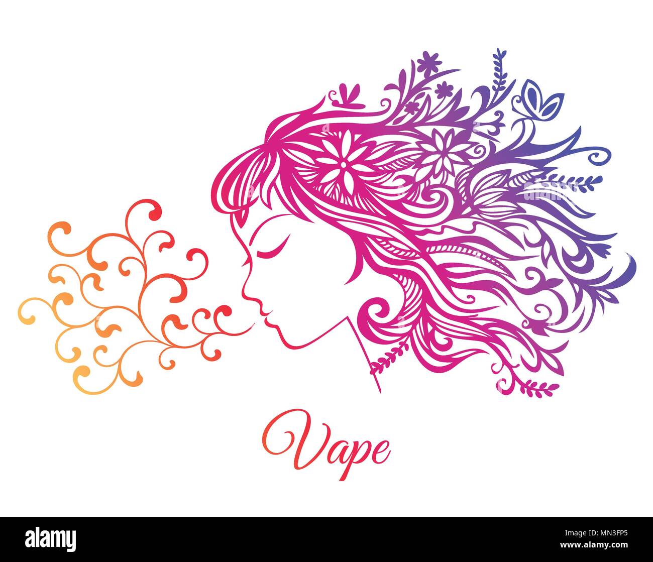 Woman vaping white background Stock Vector Images - Alamy