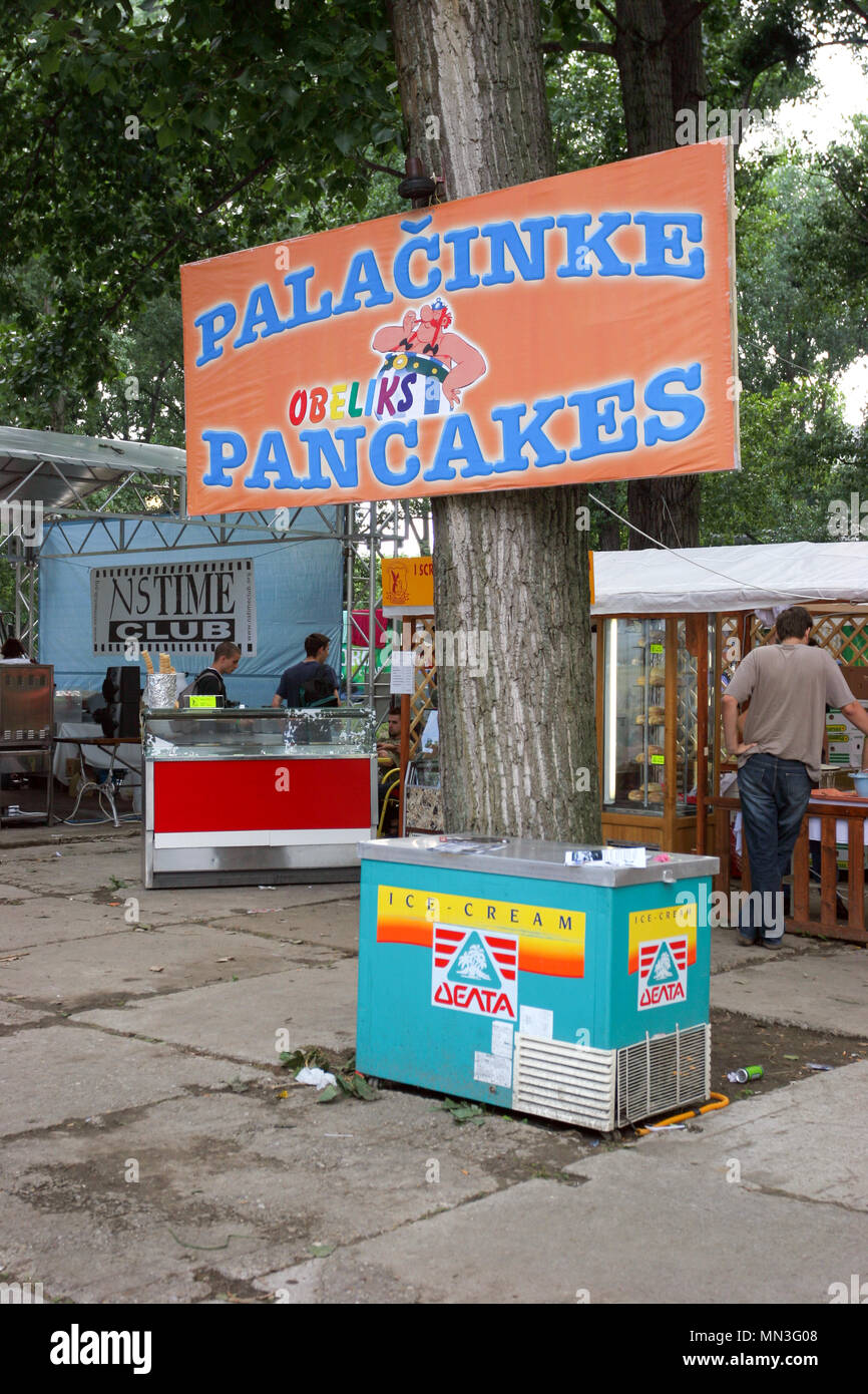 Pancake stall in the campsite arena at the exit festival 2005, Novi-Sad ...