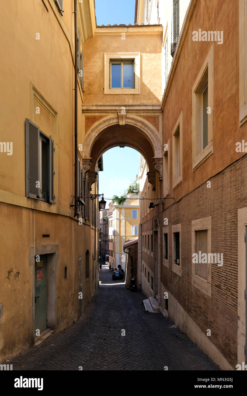 The narrow lane arched Vicolo Scanderbeg which leads to the Piazza ...