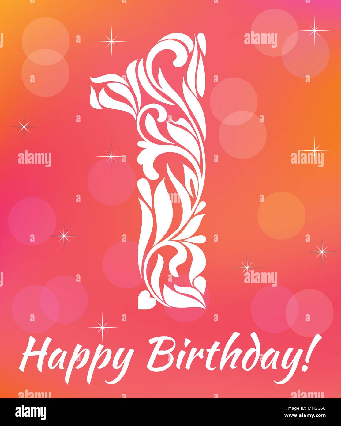 Bright Greeting card Invitation Template. Celebrating 1 years birthday ...