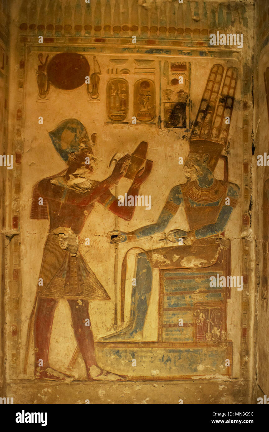 Egypt. Abydos. Temple of Seti I. New Kingdom. 19th Dynasty. Bas-relief ...