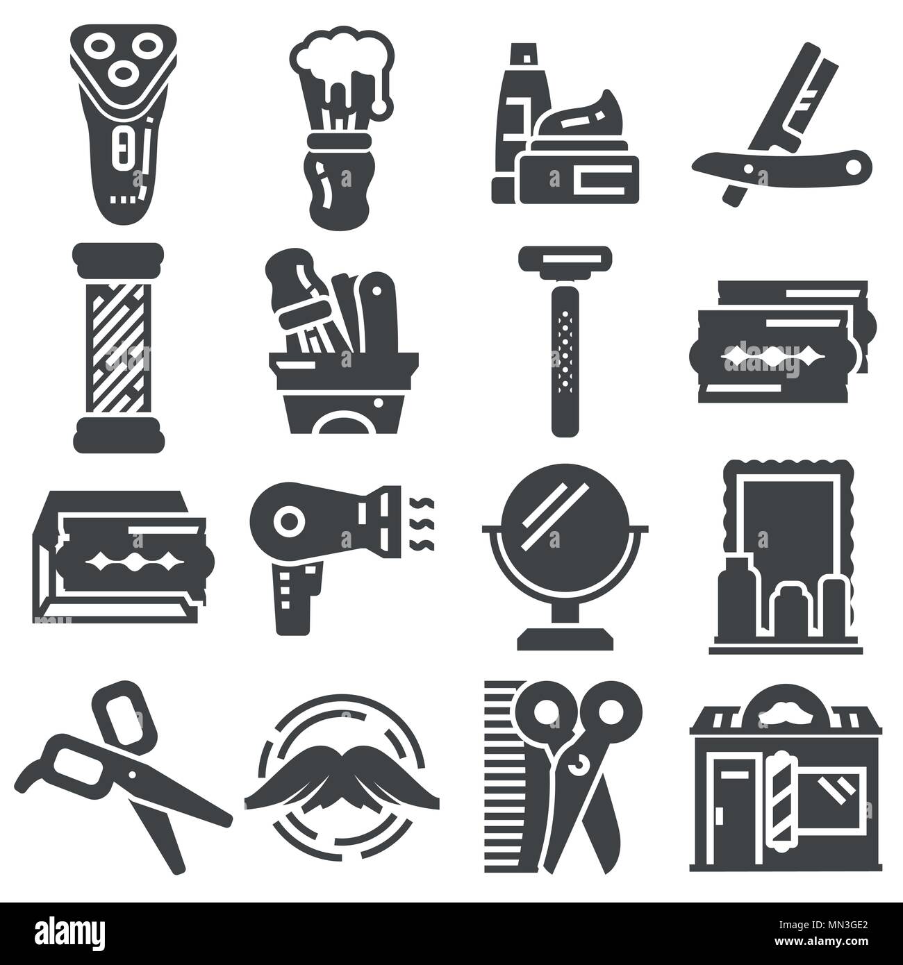 Set of barber shop icons and designed elements Stock Vector Image & Art ...