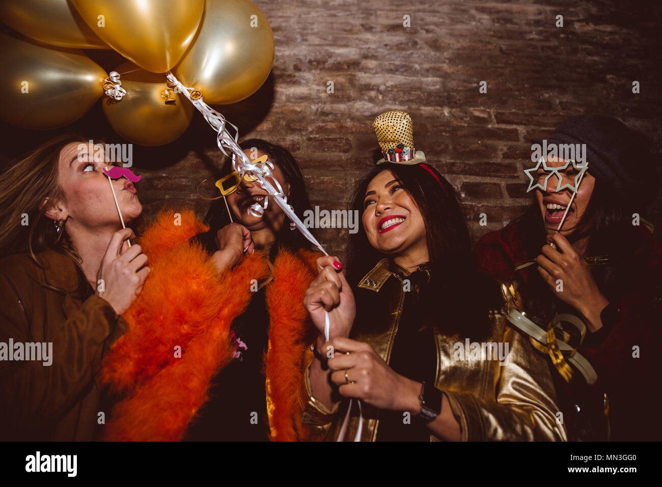 Group of girls celebrating and having fun the club. Concept about women ...