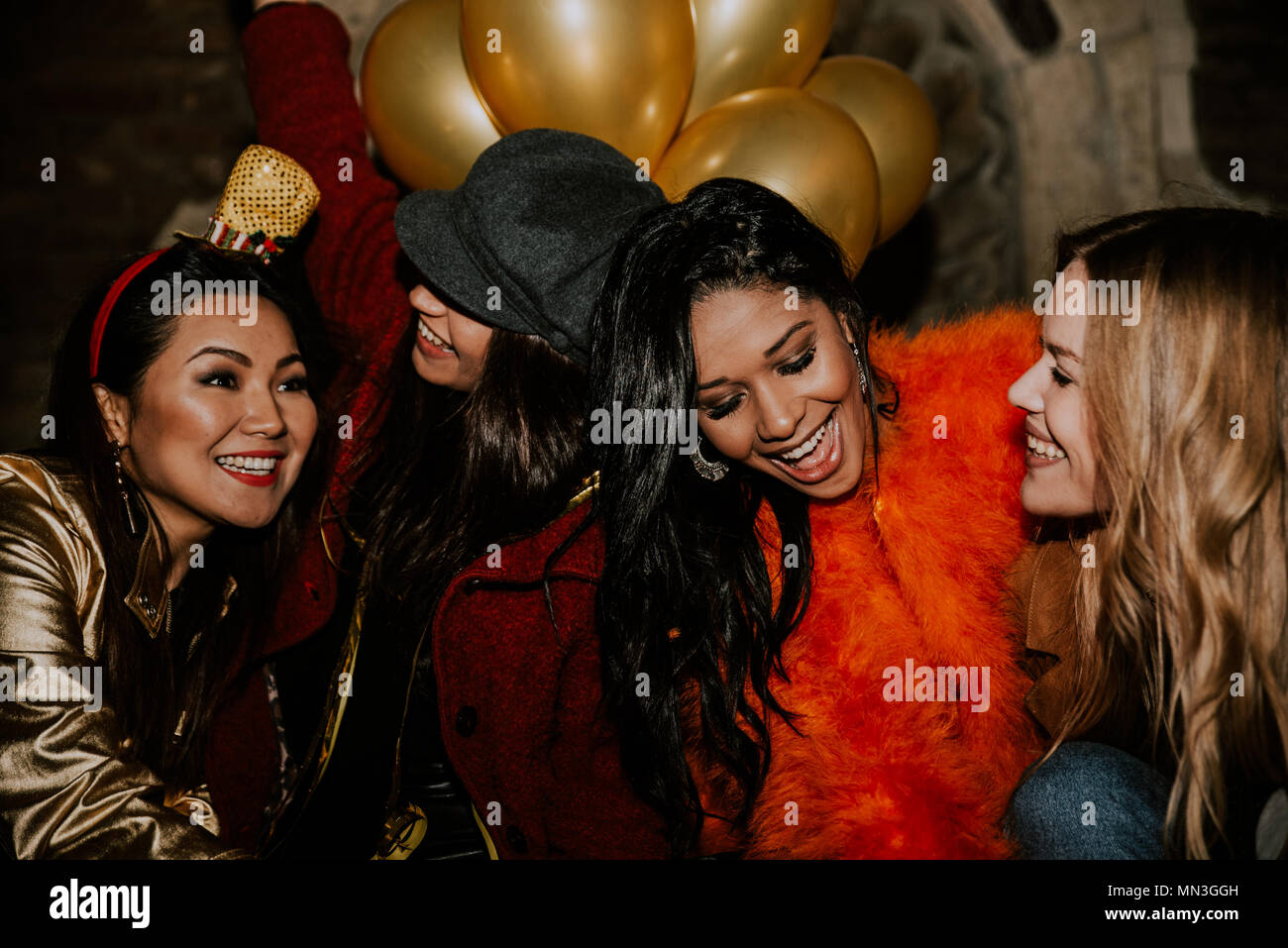 Group of girls celebrating and having fun the club. Concept about women ...