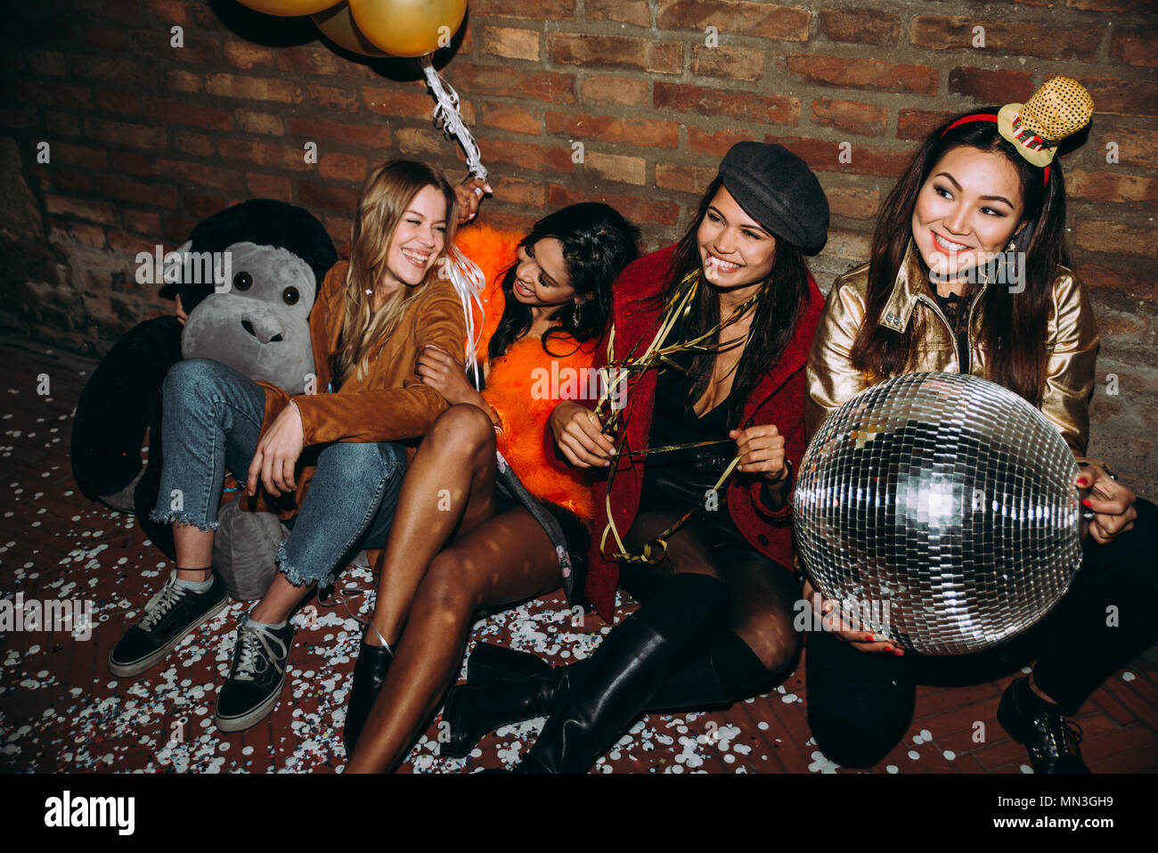Group of girls celebrating and having fun the club. Concept about women ...