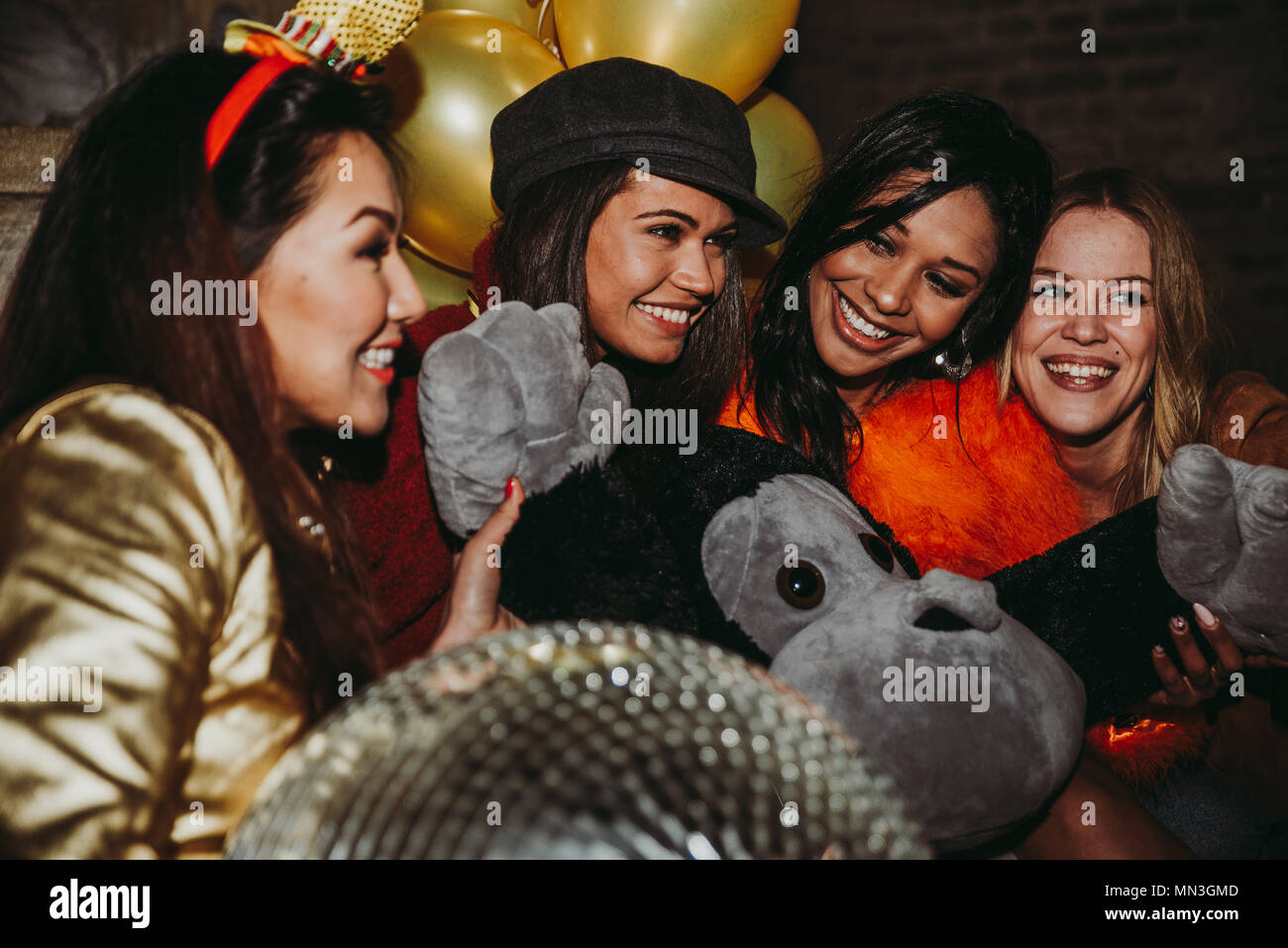 Group of girls celebrating and having fun the club. Concept about women ...