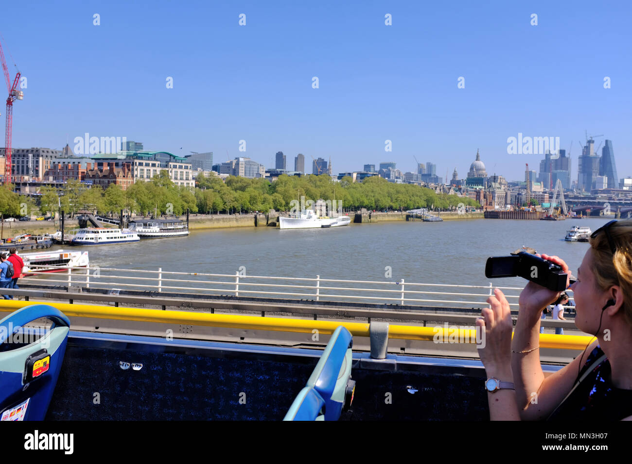 View from Waterloo Bridge over the River Thames - london Stock Photo ...