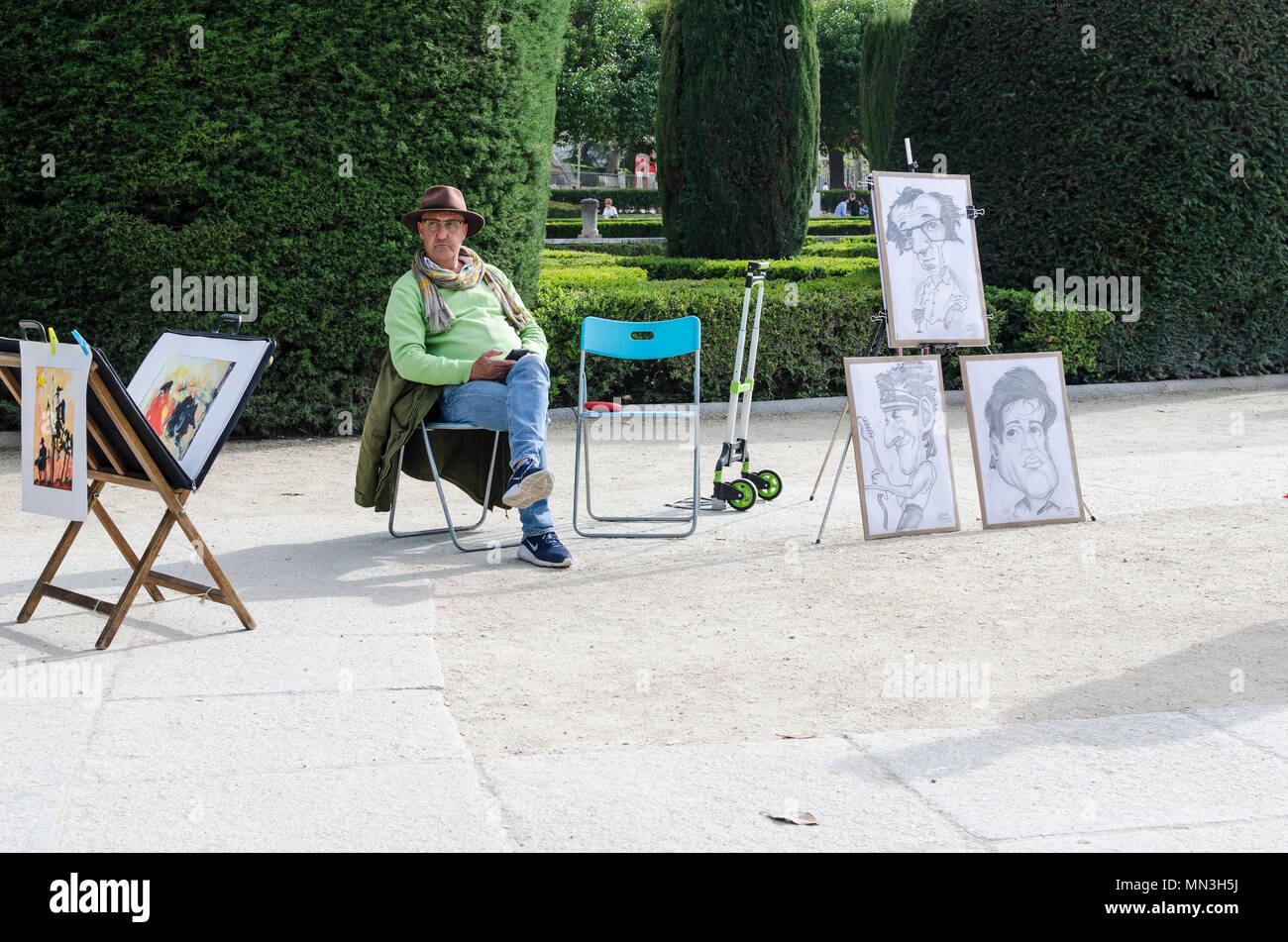 An artist view closed to Orient Palace, Madrid city, Spain Stock Photo ...