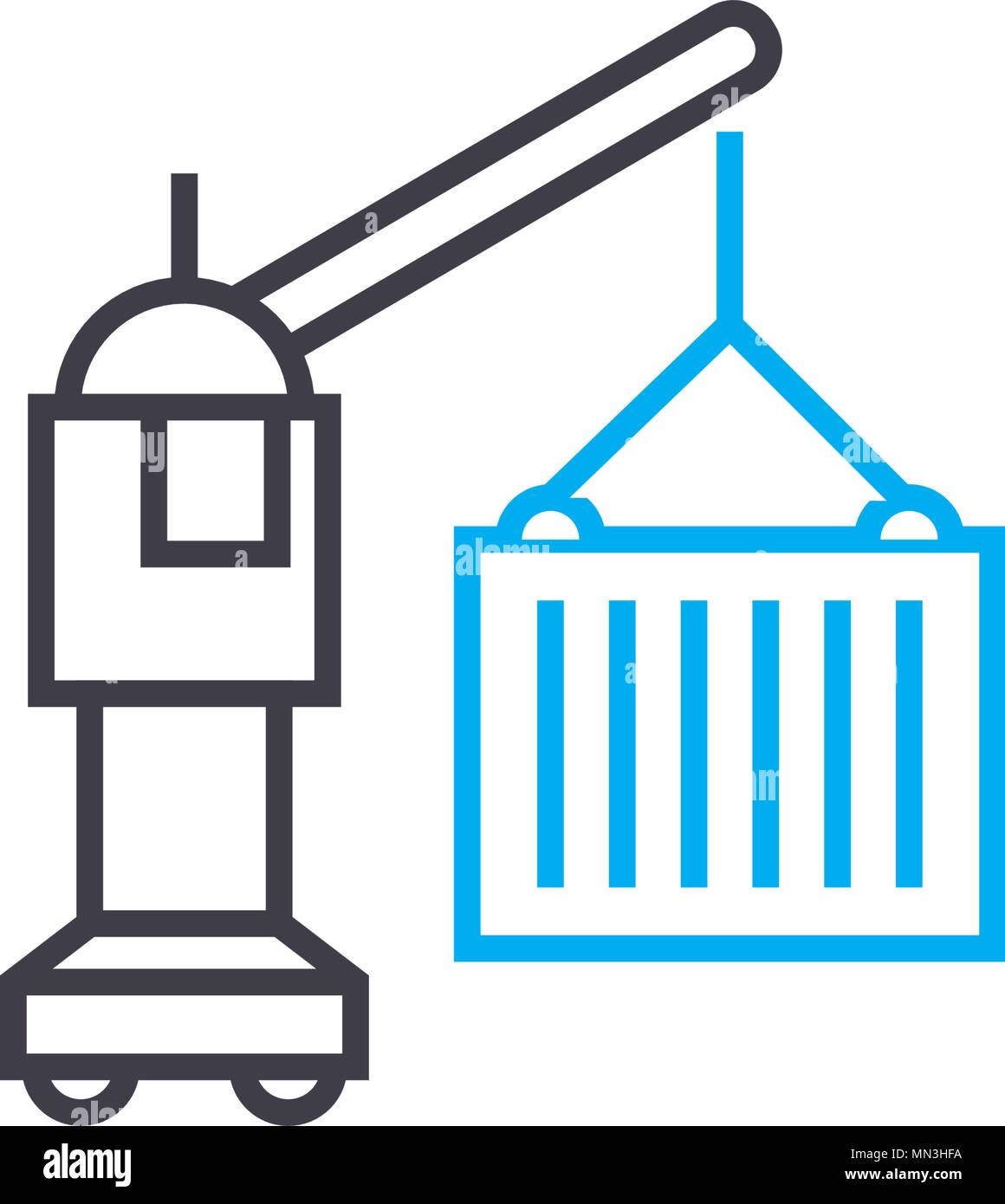 20 Foot Container Vector Thin Line Stroke Icon 20 Foot Container Outline Illustration Linear