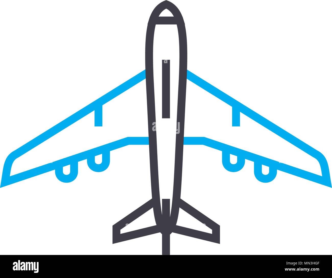 Aircraft vector thin line stroke icon. Aircraft outline illustration ...