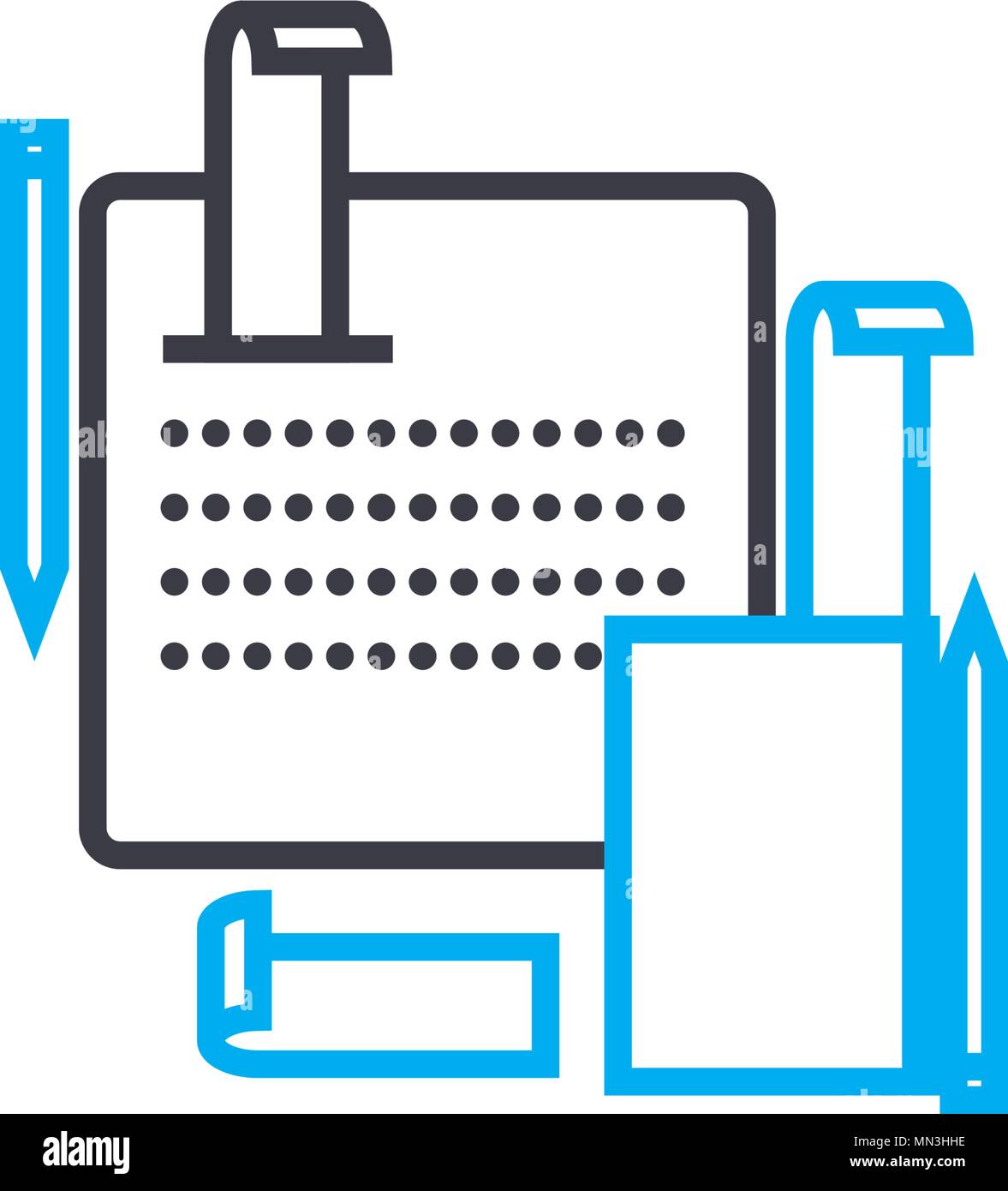 Analytical work vector thin line stroke icon. Analytical work outline ...