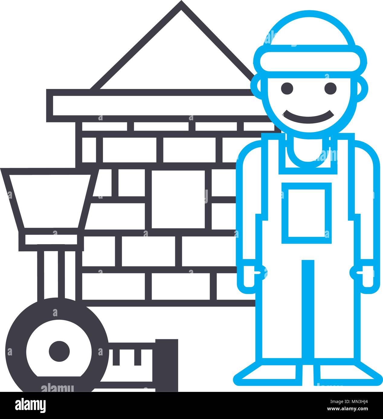 Assistant construction worker vector thin line stroke icon. Assistant ...