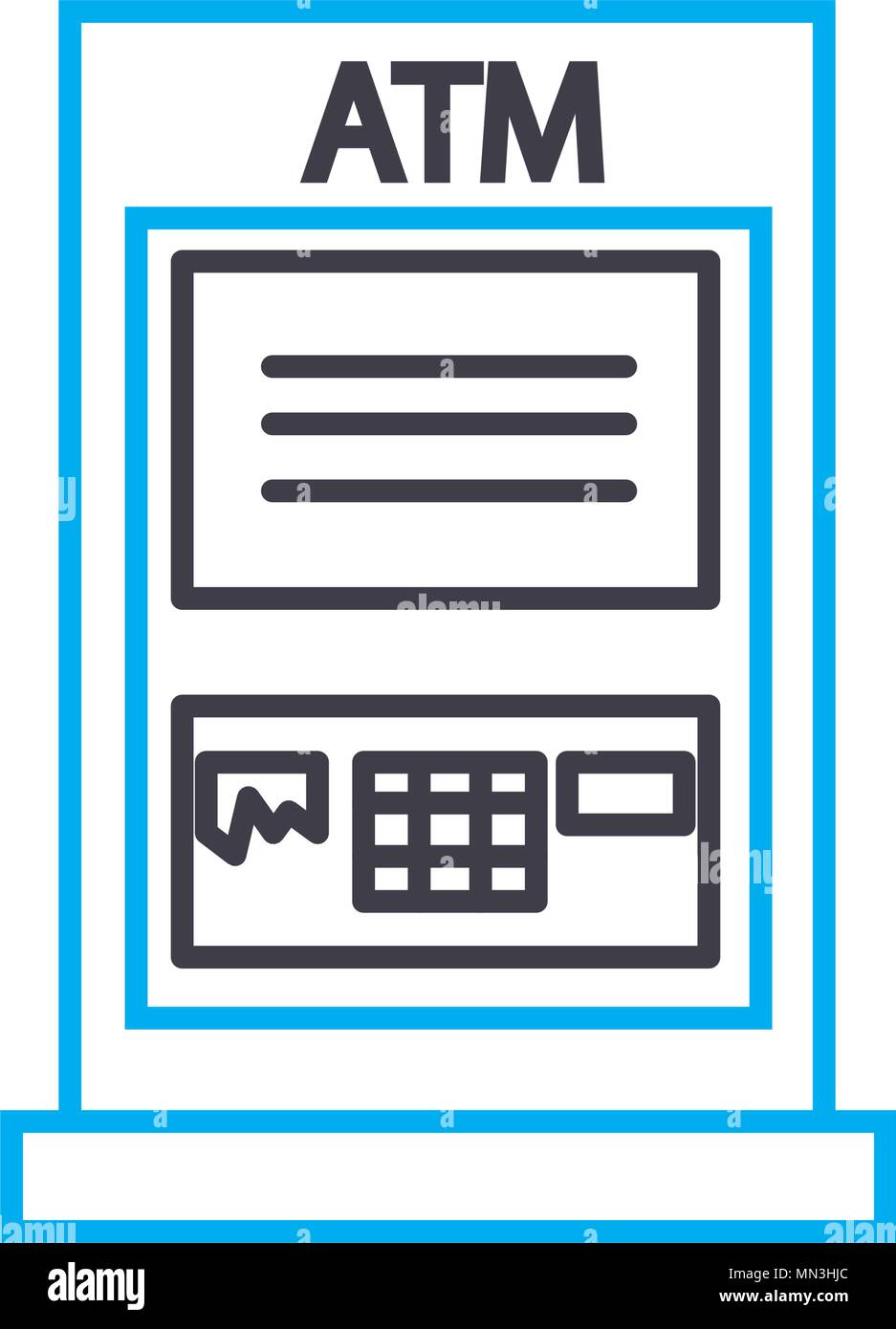 ATM transactions vector thin line stroke icon. ATM transactions outline ...