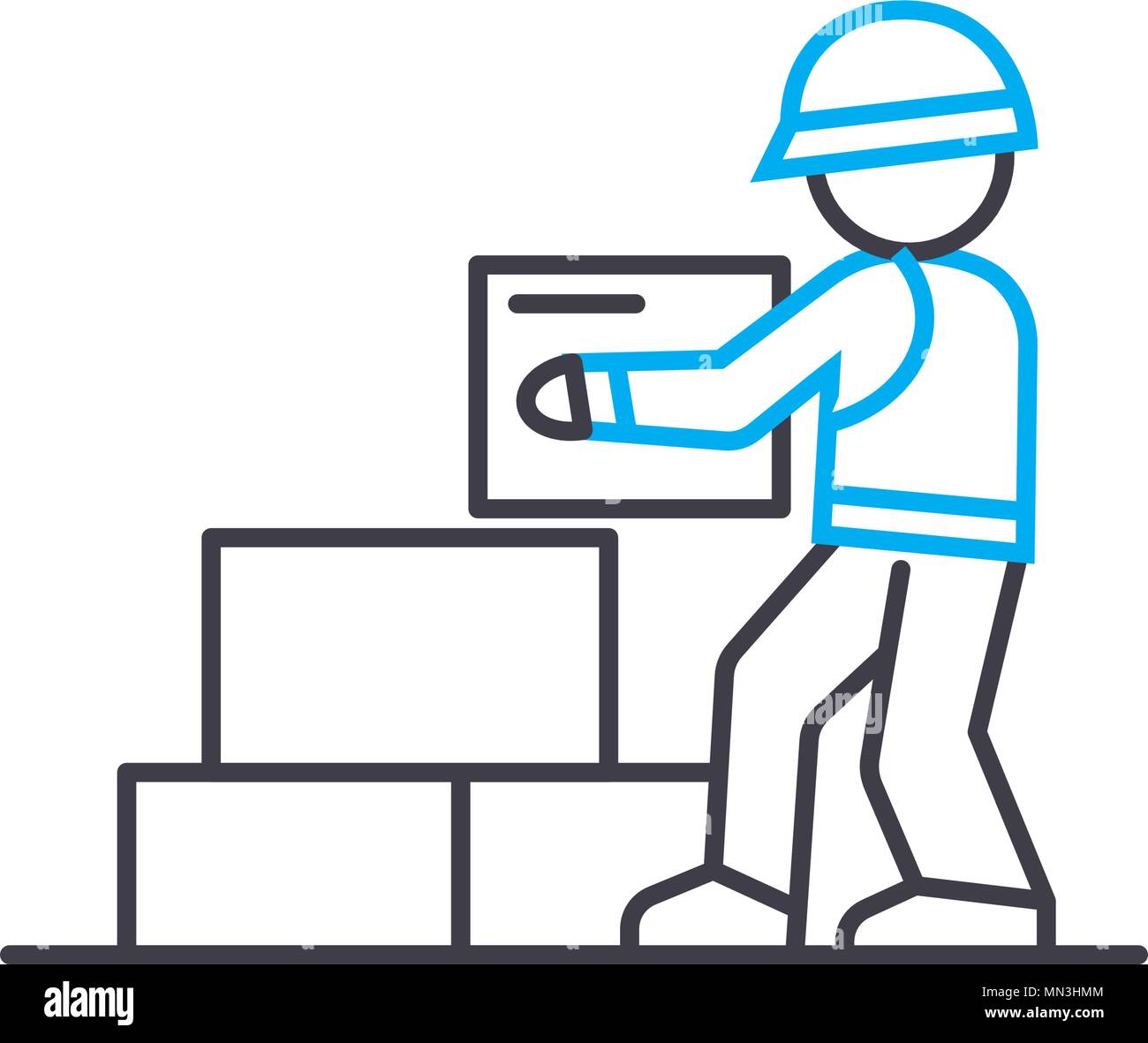 Block laying vector thin line stroke icon. Block laying outline ...