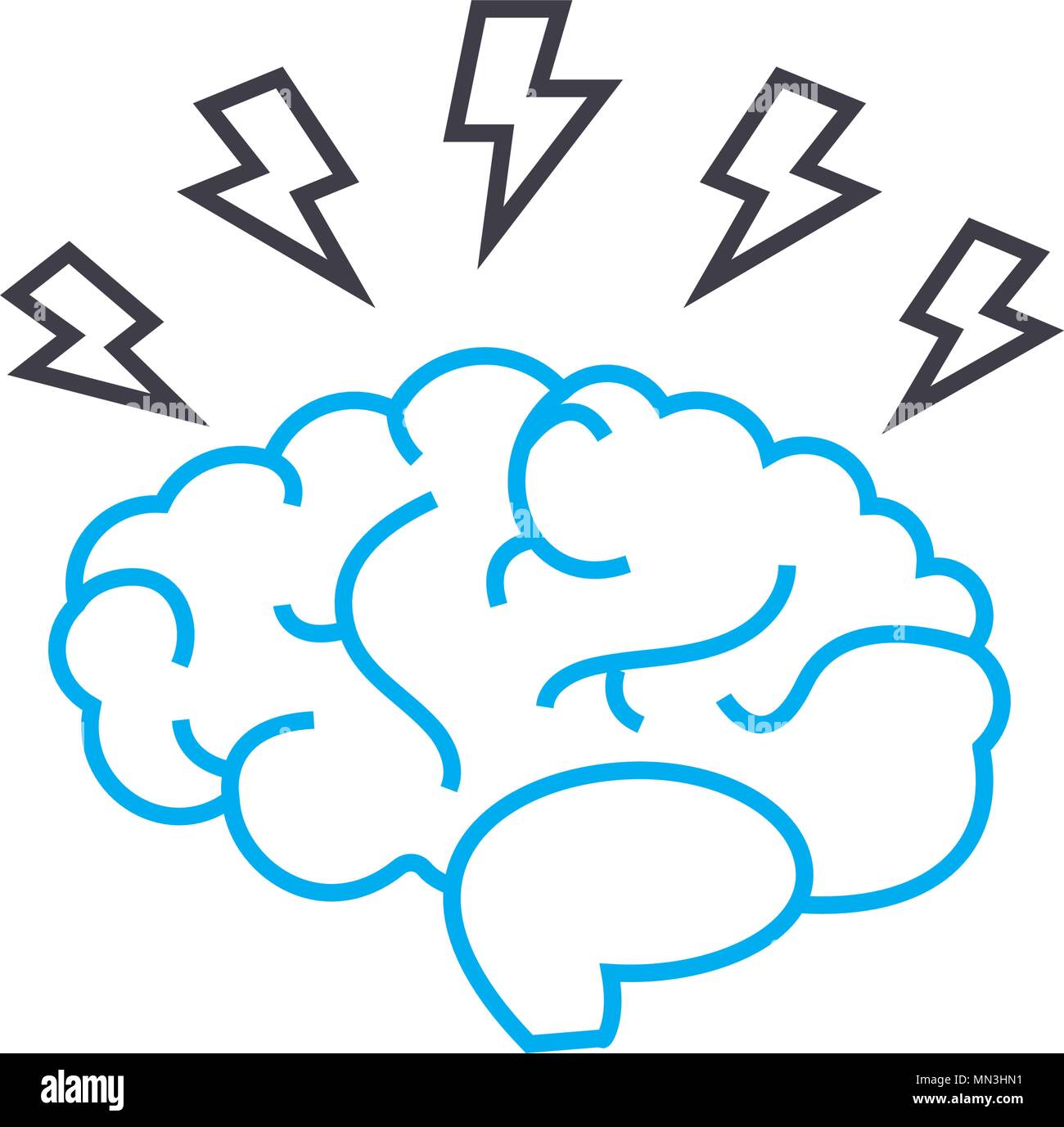 Brainstorm idea vector thin line stroke icon. Brainstorm idea outline ...