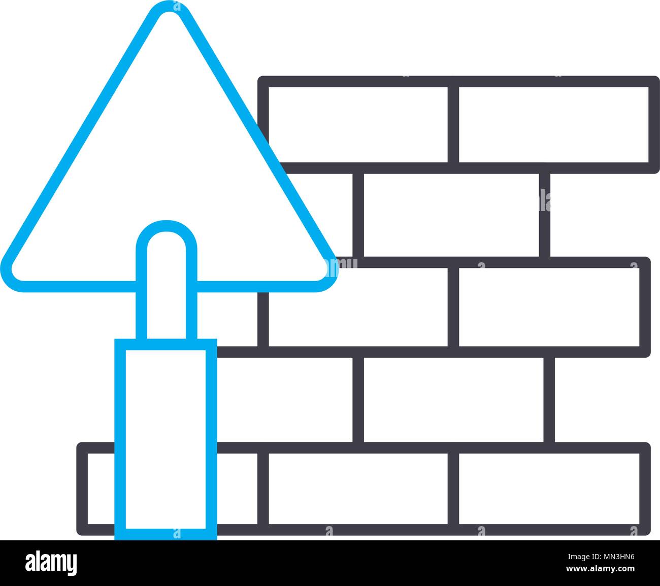Brick setting vector thin line stroke icon. Brick setting outline ...