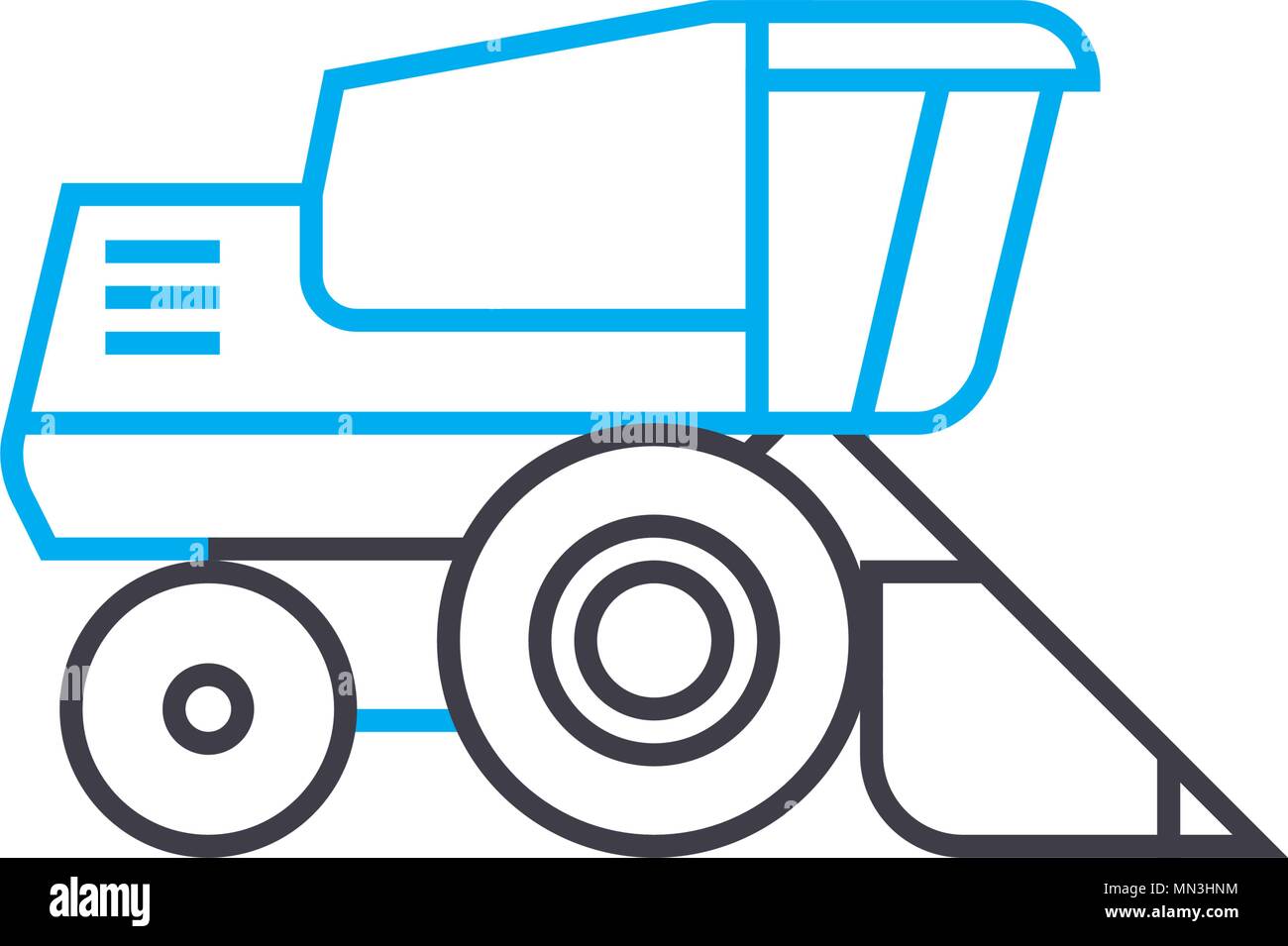 Bulldozer vector thin line stroke icon. Bulldozer outline illustration ...