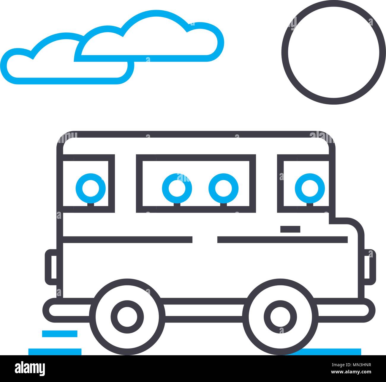 Bus transportation vector thin line stroke icon. Bus transportation ...