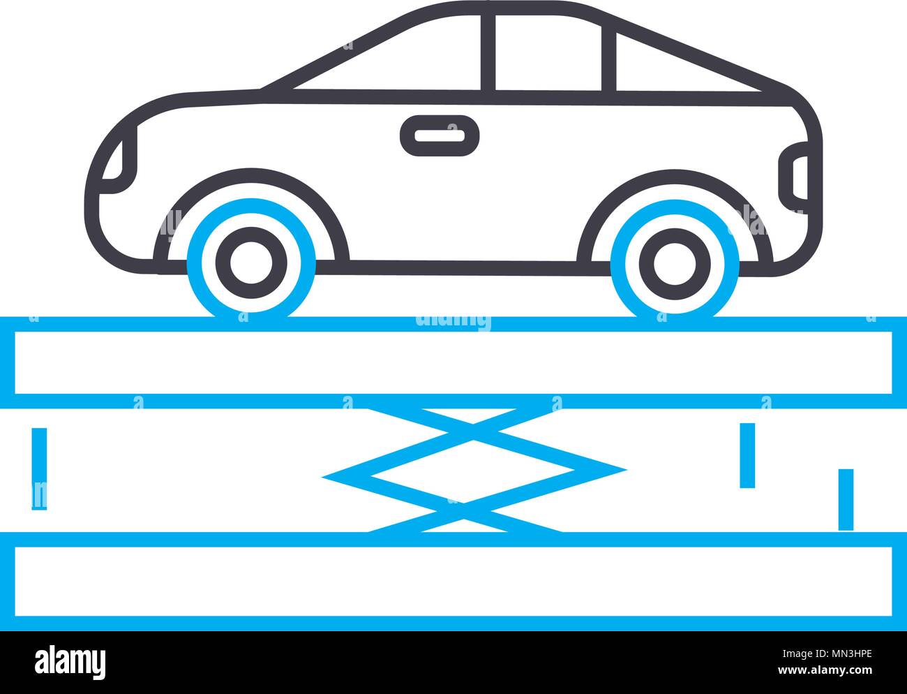 Car lift vector thin line stroke icon. Car lift outline illustration ...