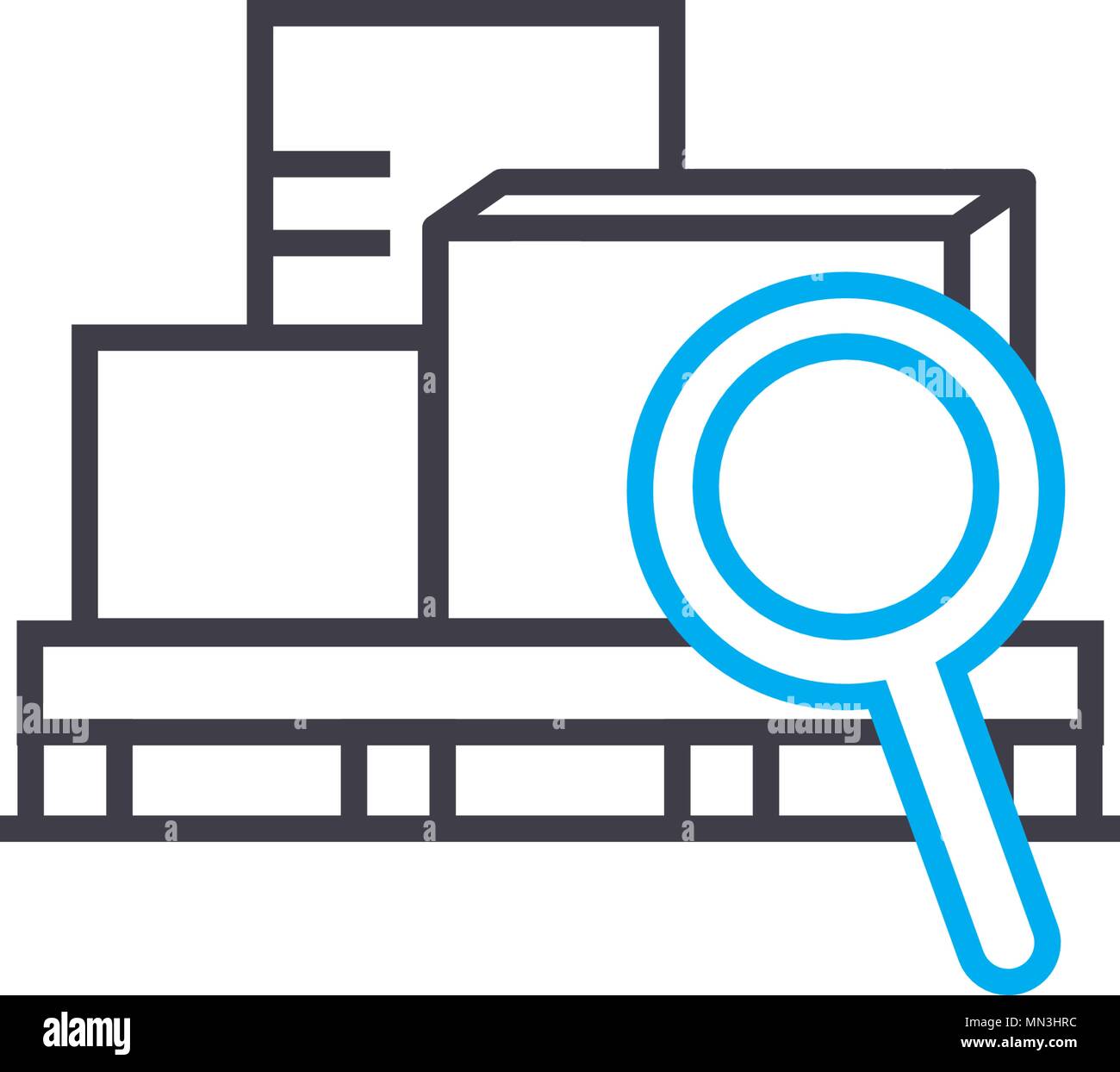 Cargo scanning vector thin line stroke icon. Cargo scanning outline illustration, linear sign ...