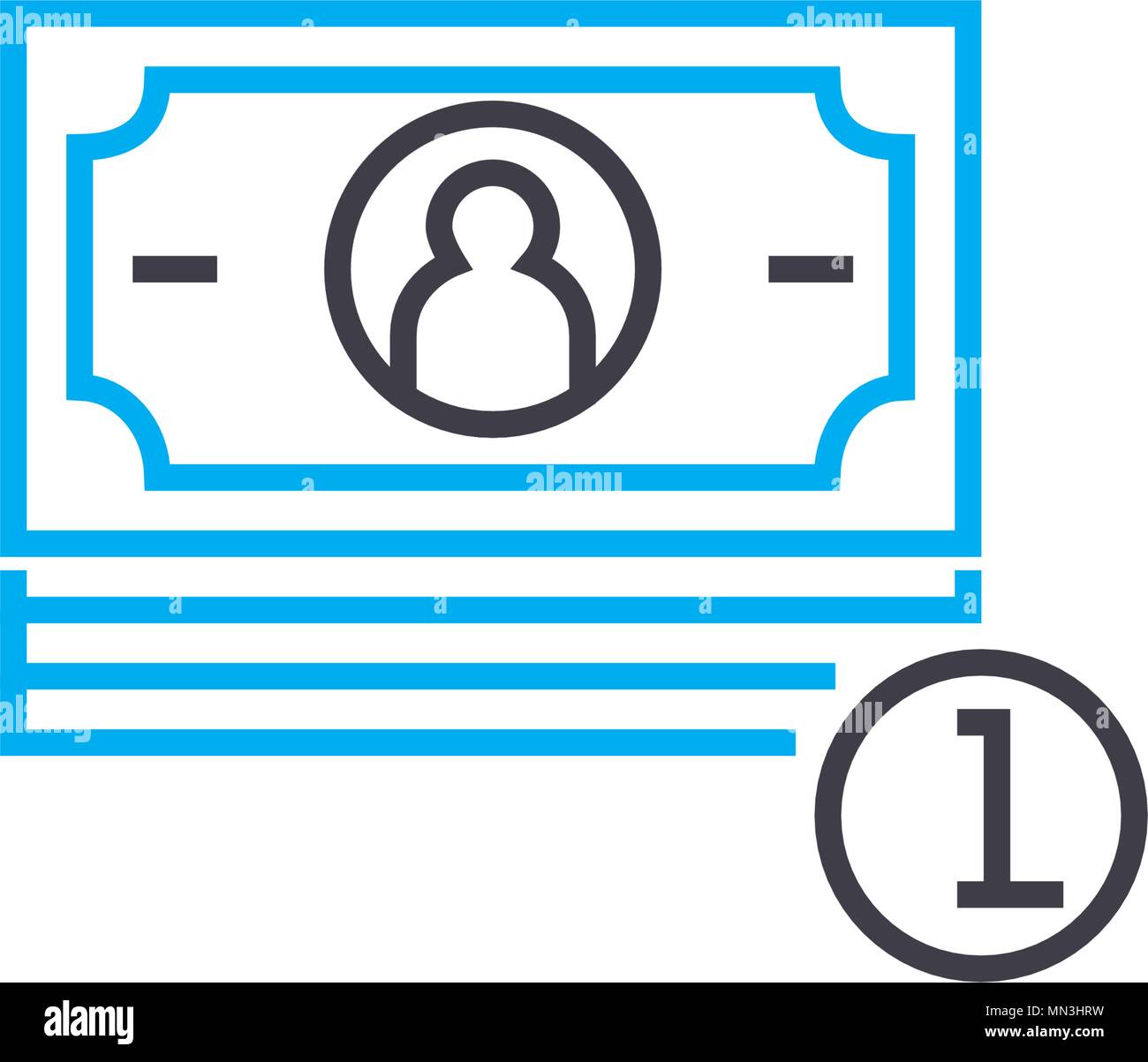 Cash revenue vector thin line stroke icon. Cash revenue outline ...