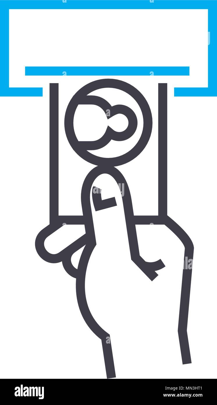 Cash terminal vector thin line stroke icon. Cash terminal outline ...