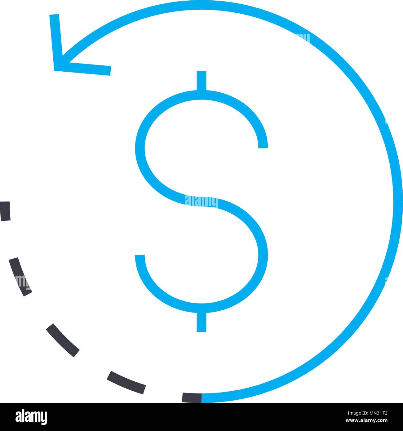 Cash turnover vector thin line stroke icon. Cash turnover outline ...