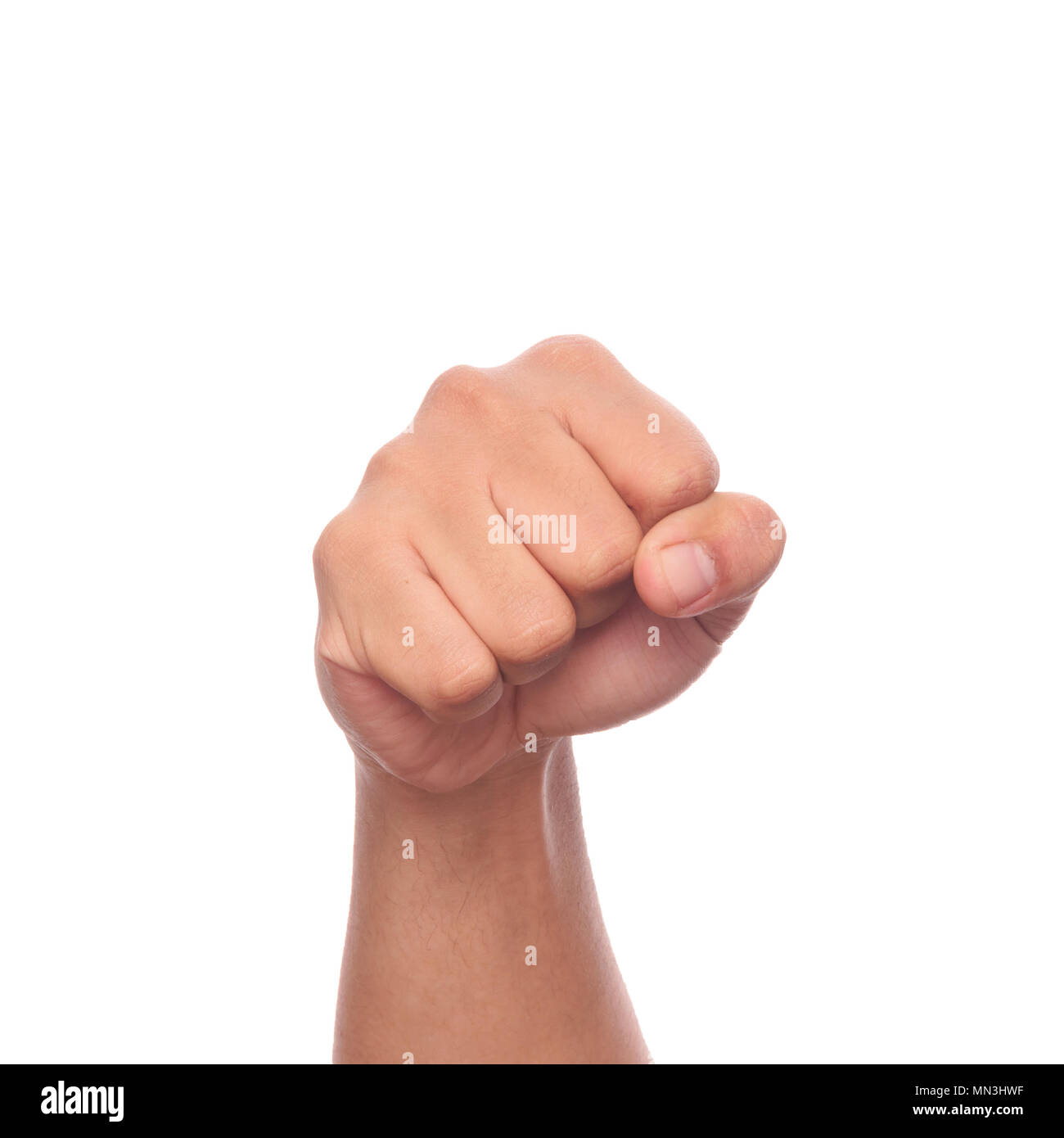 Male clenched fist isolated on white background with clipping path ...