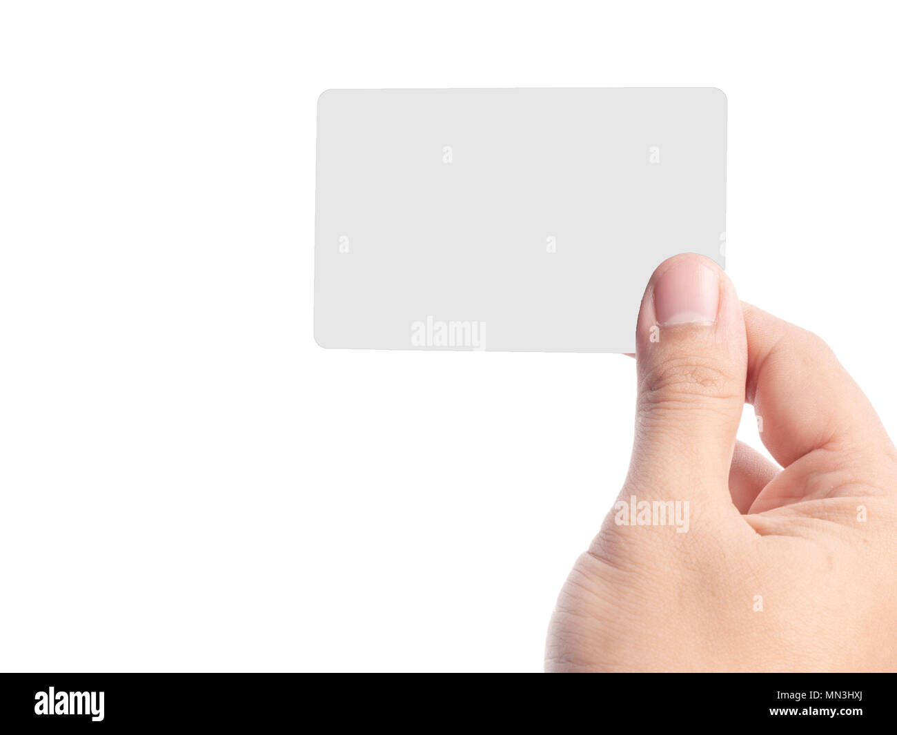 hand holding empty grey name card isolated on white background Stock ...
