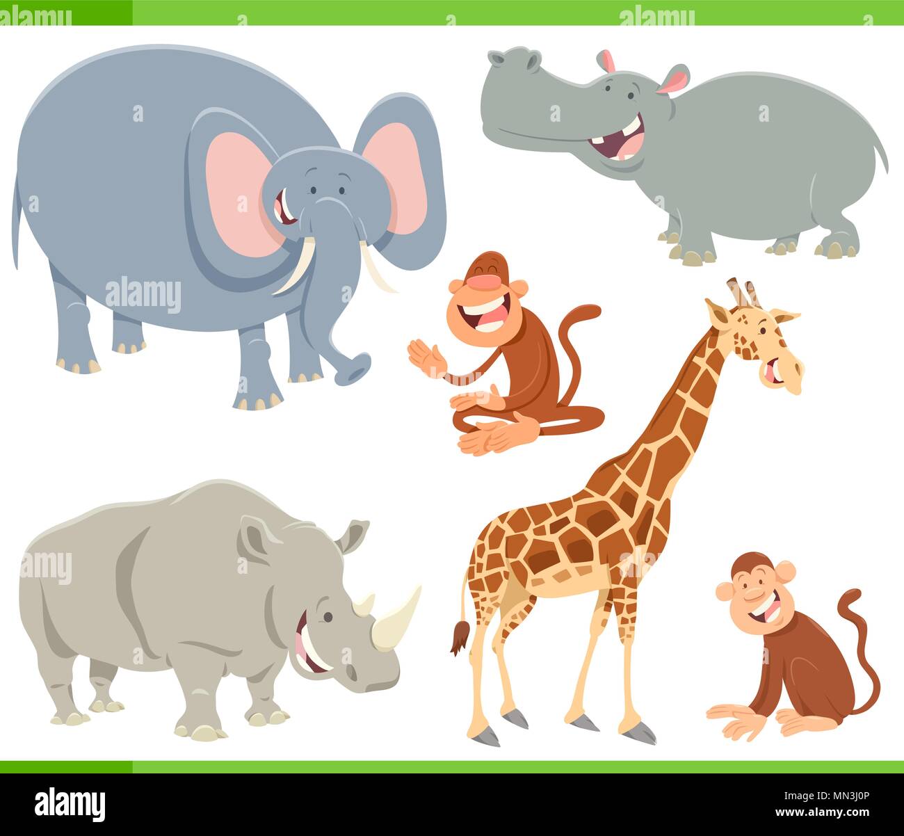 Cartoon Illustration of Funny Safari Animal Characters Set Stock Vector ...